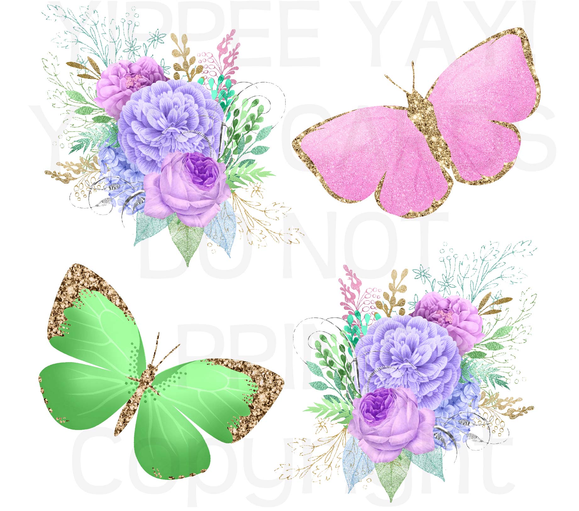 Purple Butterfly Flower Clip Art