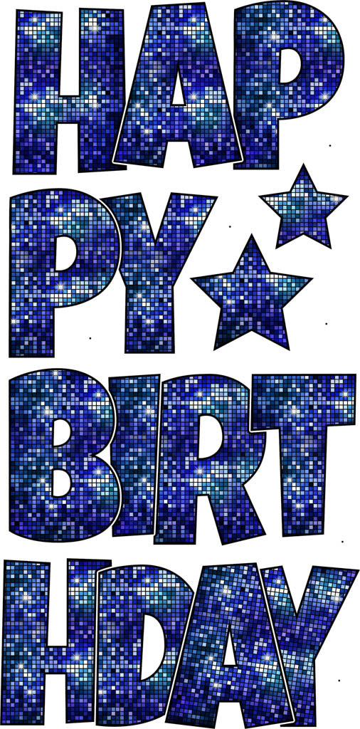 Happy Birthday 6 Pc EZ Set Disco Blue with Black Outline – Yippee Yay ...