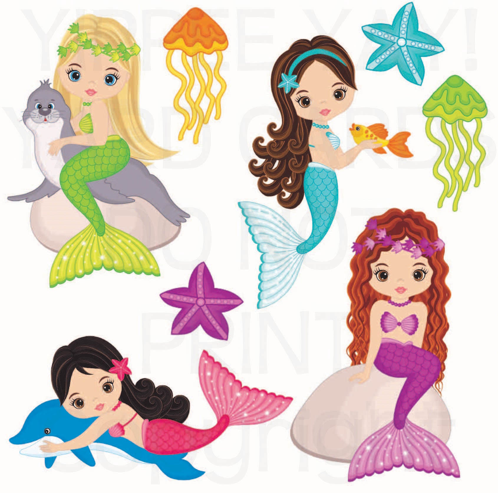 Mermaids 2 Half Sheet Misc. (Must Purchase 2 Half sheets - You Can Mix ...