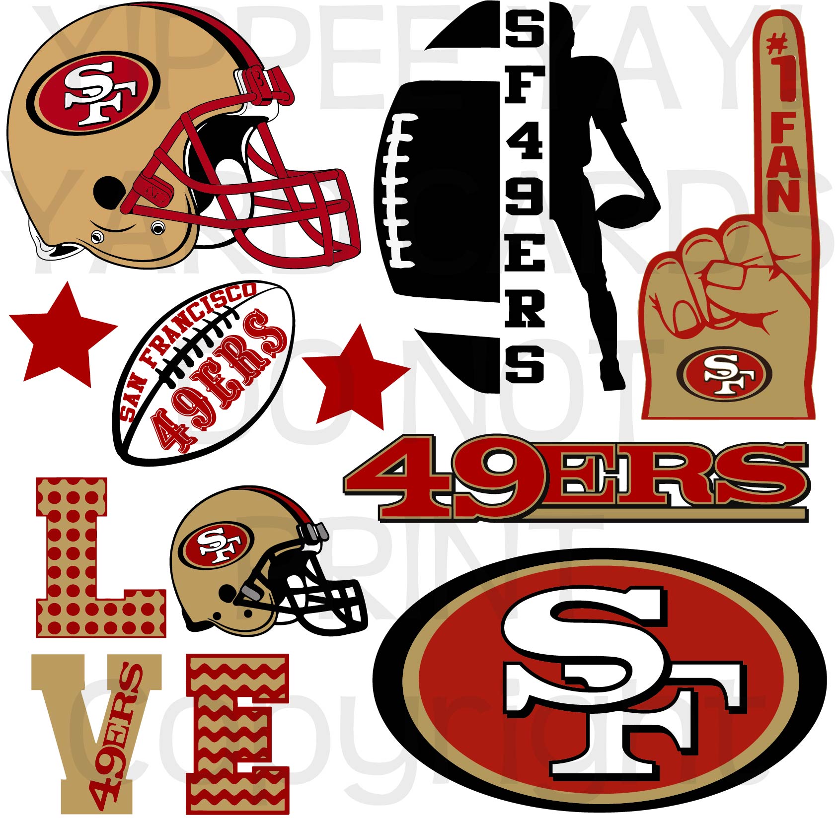 San Francisco 49ers Half Sheet Misc. (Must Purchase 2 Half sheets - Yo ...